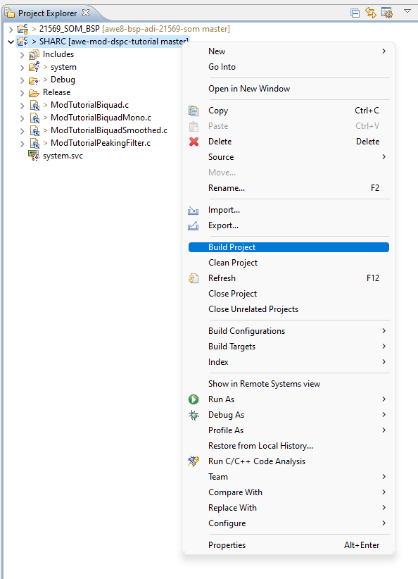 Deploying Custom Modules to SHARC (ADI-21569-SOM)